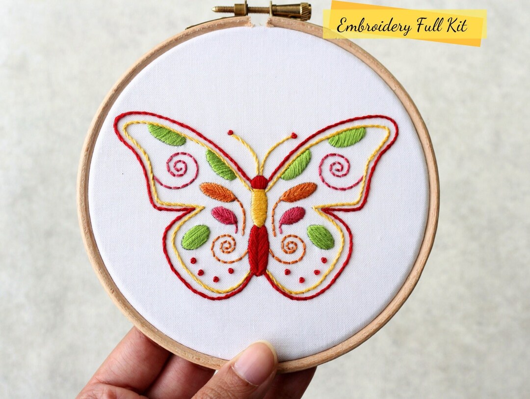 Butterfly Embroidery Kit- Embroidery Kit- DIY Embroidery Kit ...