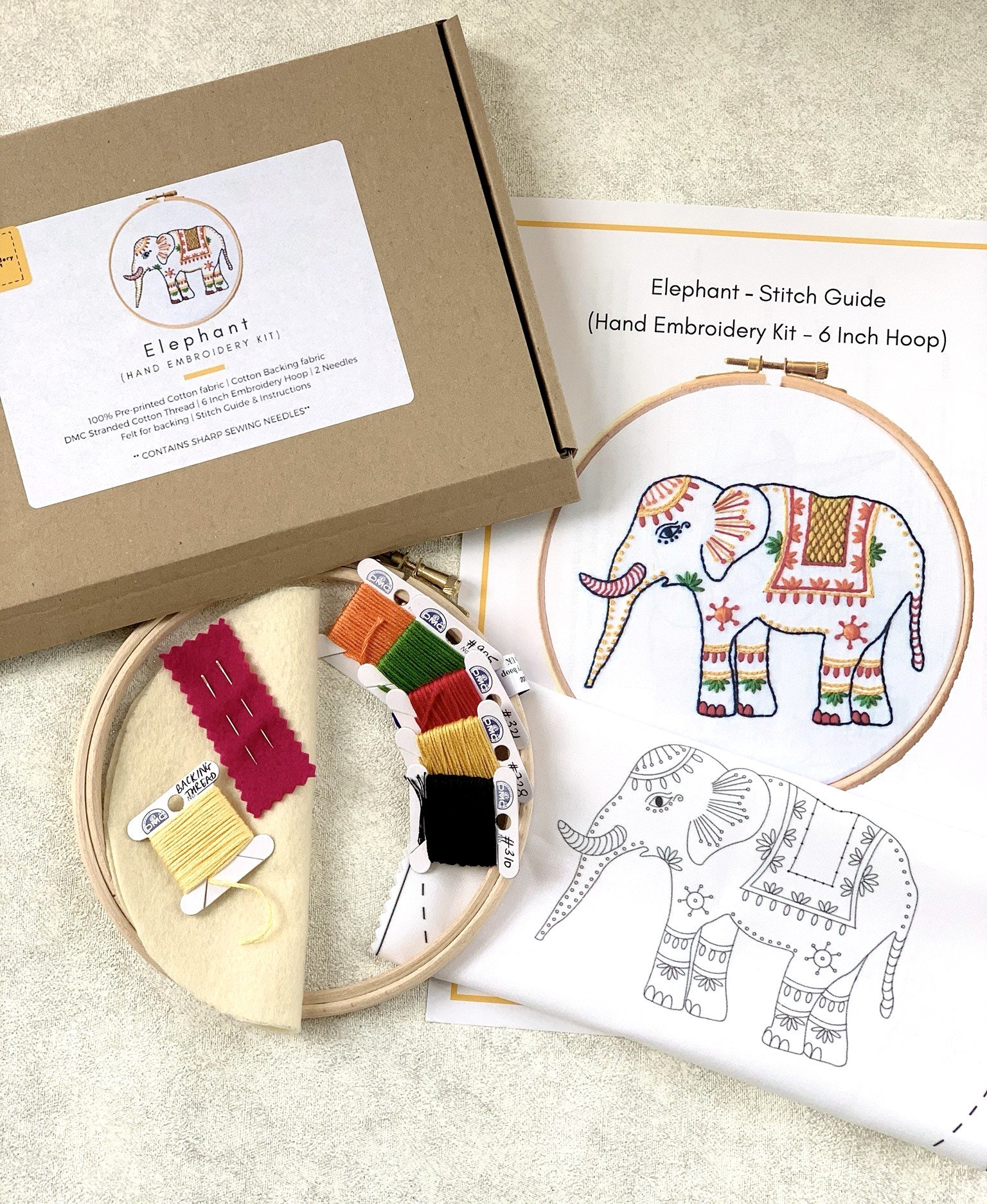 Elephant Embroidery Kit Embroidery Kit DIY Embroidery Kit - Etsy
