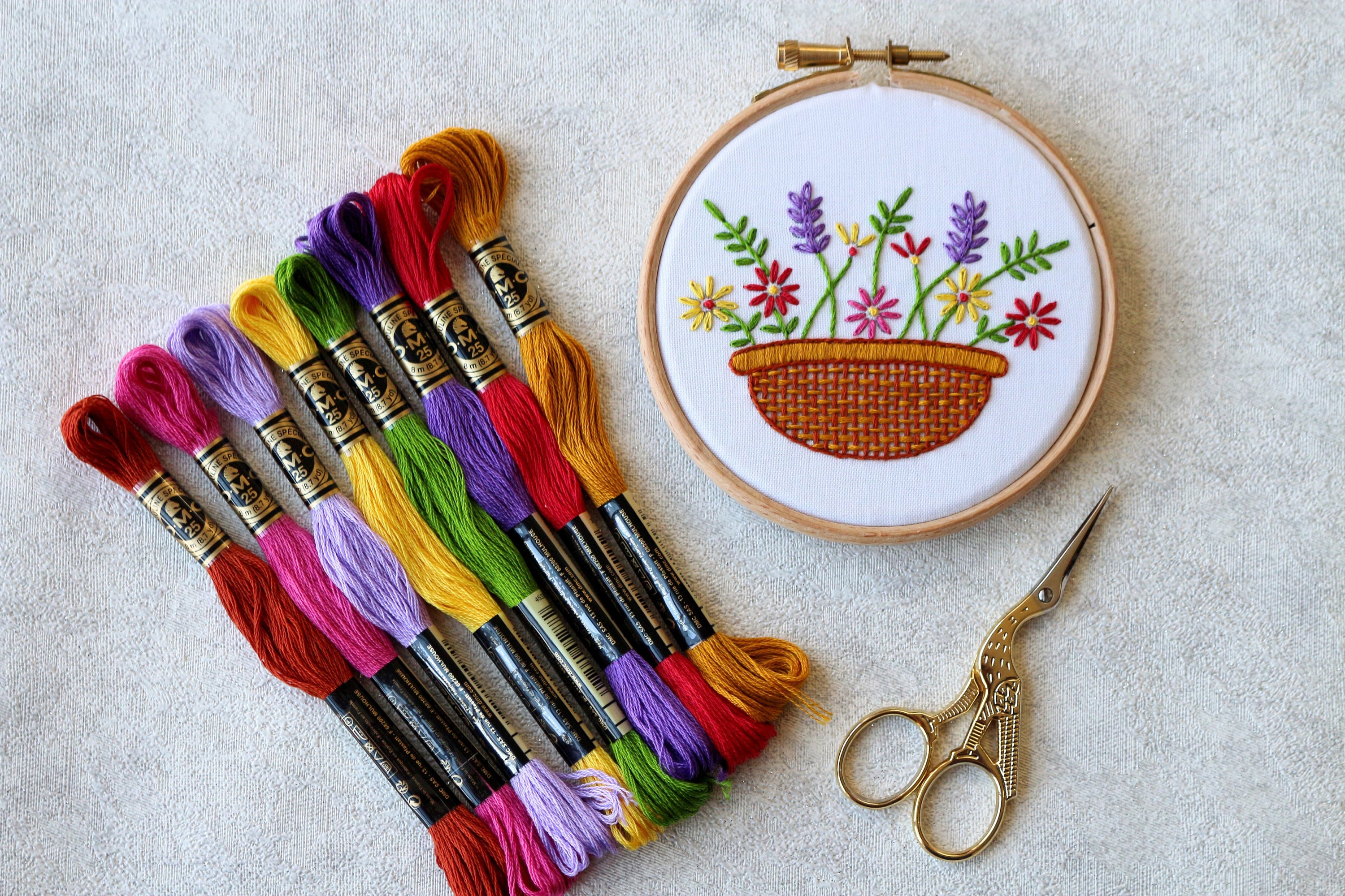 Flower Basket Embroidery Pattern PDF Embroidery Pattern - Etsy UK