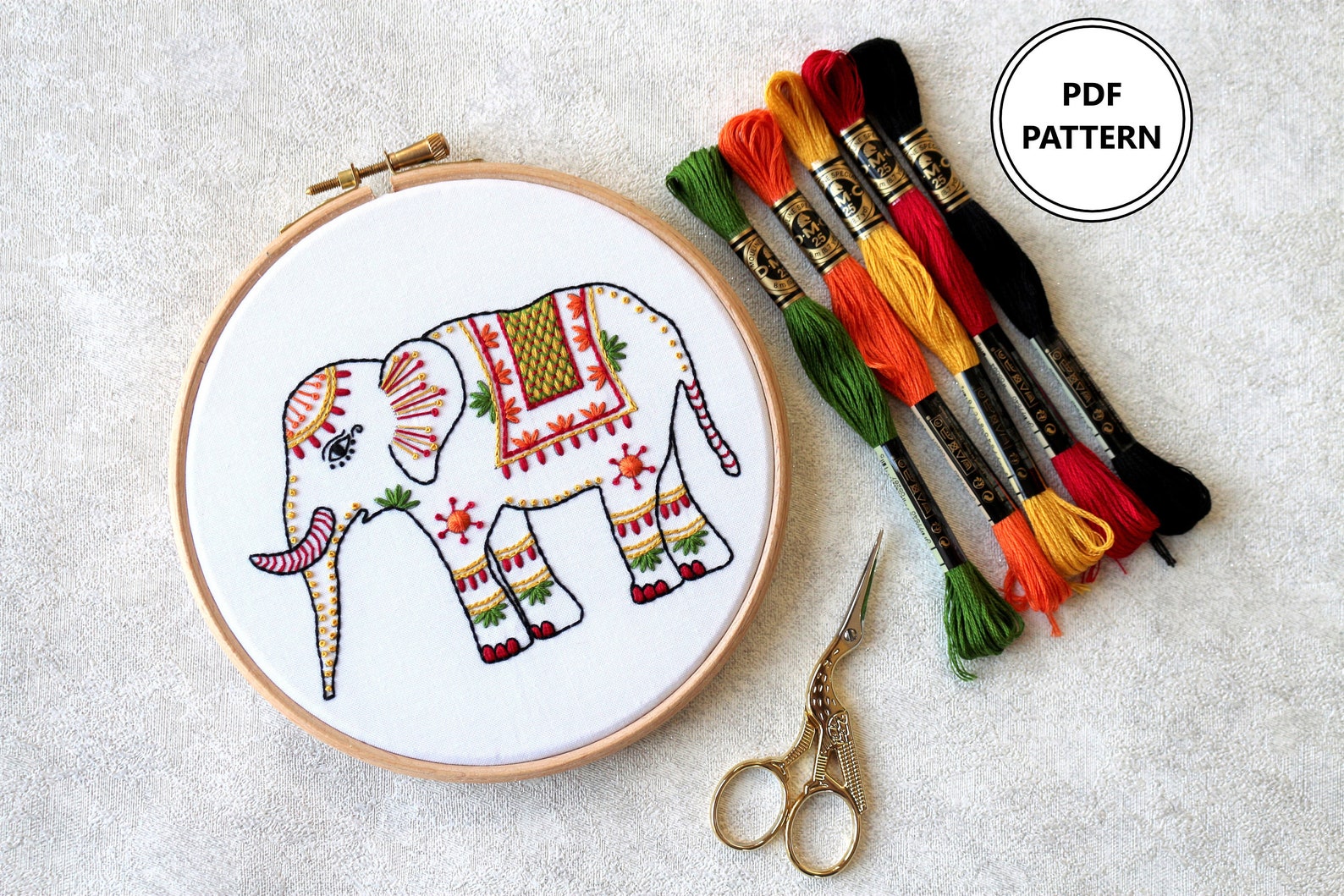 Elephant Embroidery Pattern PDF Embroidery Pattern Animal | Etsy