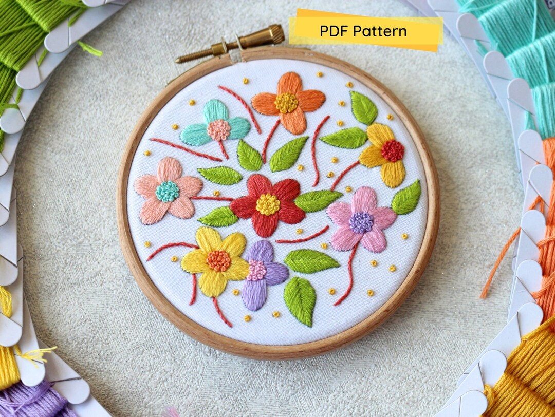 Floral Embroidery Pattern- Flowers Embroidery Pattern- PDF Embroidery ...