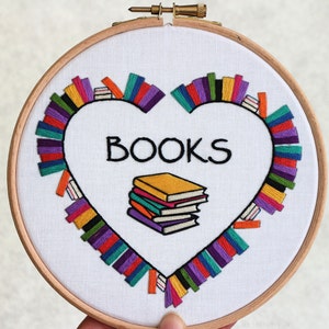Books Embroidery Pattern- PDF Pattern- Beginner Embroidery- Digital ...