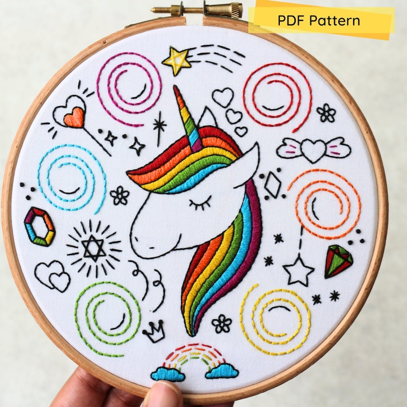 Unicorn Embroidery - Etsy