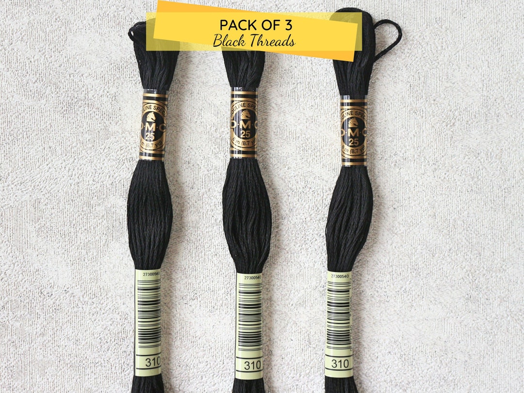 Black Colours- DMC Stranded Cotton Embroidery Thread- Set of 3 Skein ...