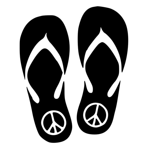 Flip Flops Peace Sign Rubber Stamp Mounted Wood Block Art | Etsy