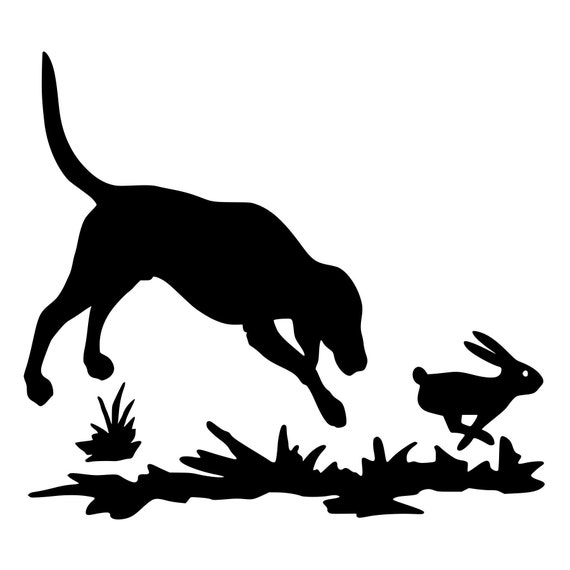 Dog with Rabbit Rubber Stamp Mounted Wood Block Art Stamp | Etsy