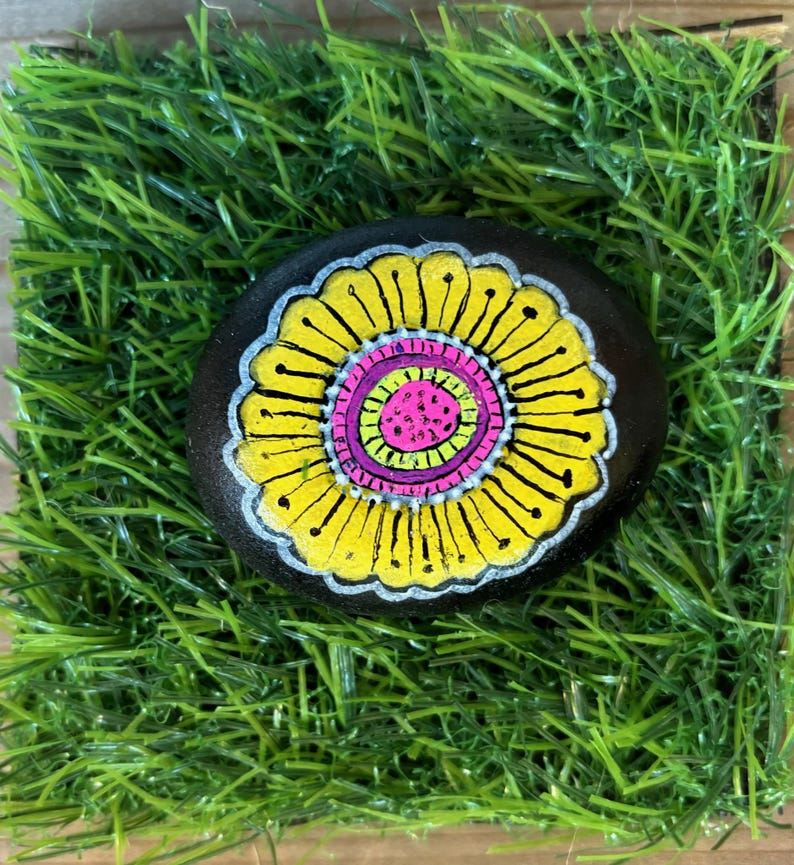 Yellow Flower Hand Painted Rock - Etsy