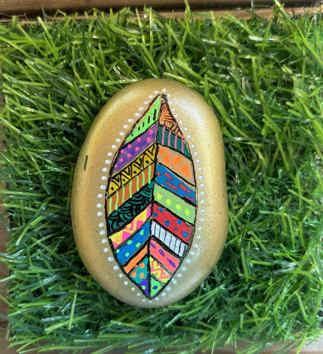 Feather Hand Painted Rock - Etsy