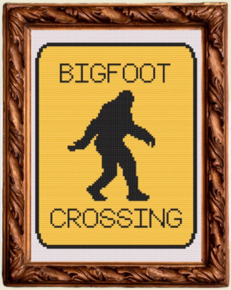 Bigfoot Crossing Street Sign Cross Stitch Pattern DIGITAL DOWNLOAD - Etsy