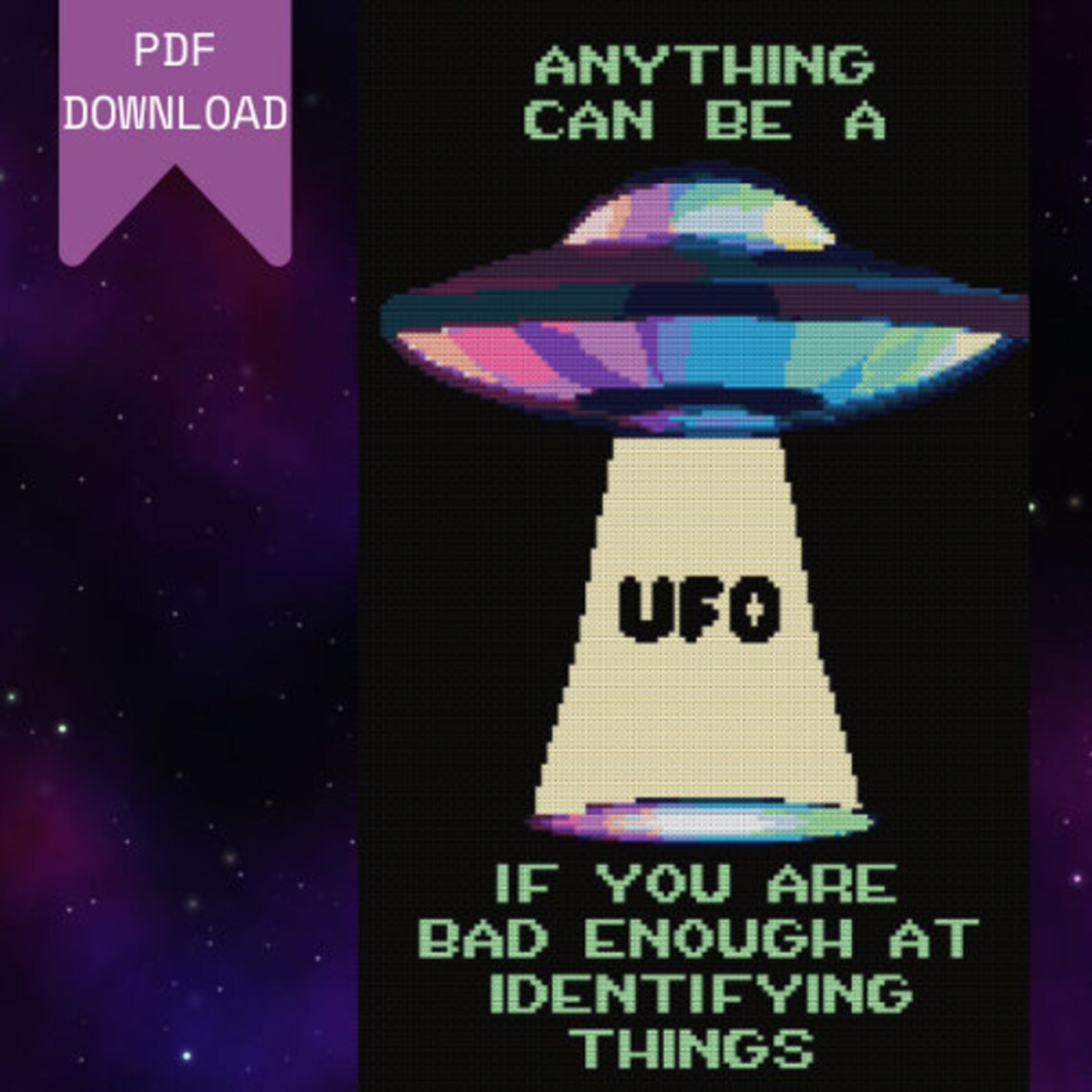 UFO - Cross Stitch Pattern - DIGITAL DOWNLOAD - Etsy