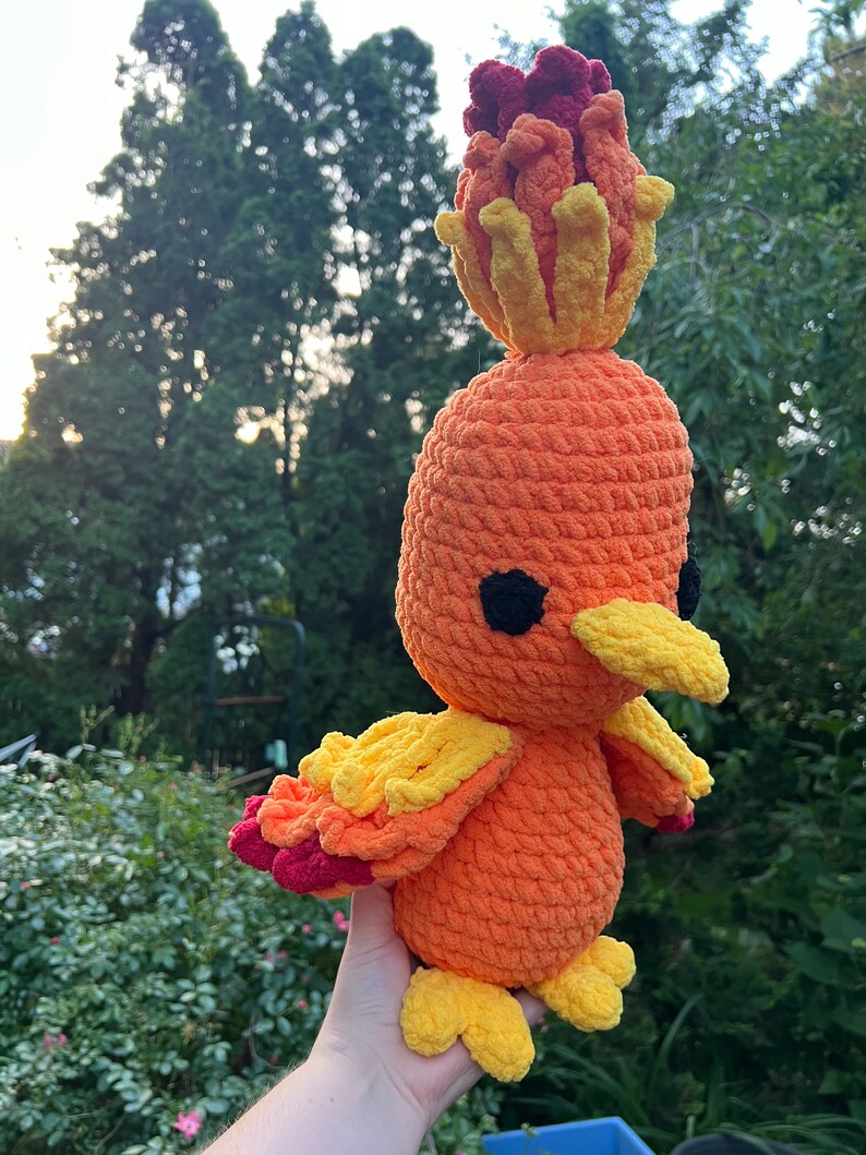 PHOENIX FIREBIRD Large Crochet Chick Super Soft Orange, Yellow, Red ...