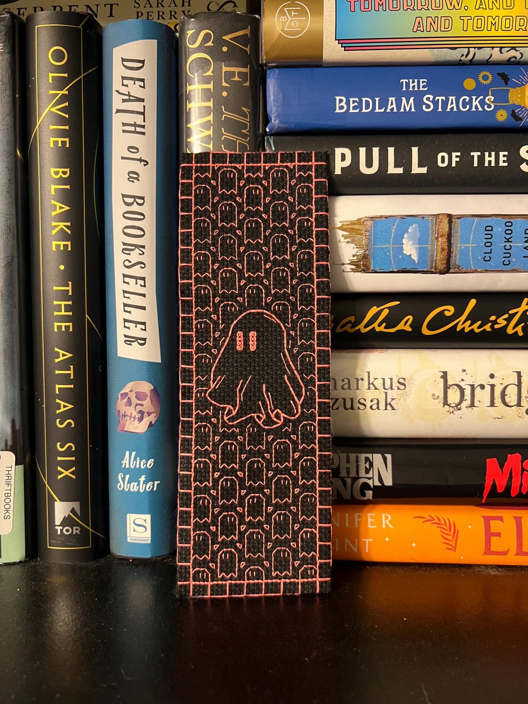 Neon Ghosty Bookmark - Cross Stitch Bookmark Felted Back - Etsy