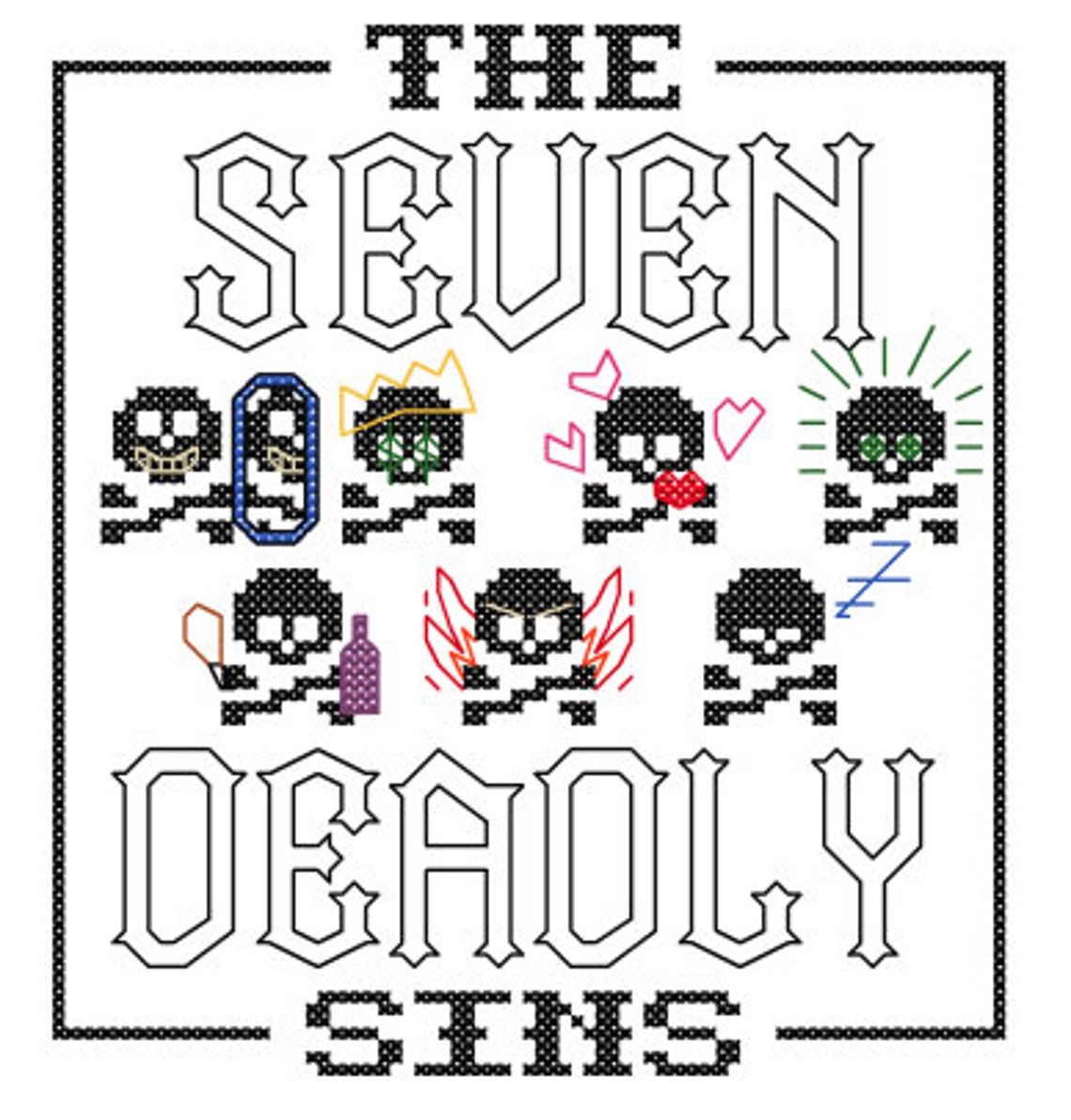 Seven Deadly Sins Cross Stitch Pattern DIGITAL DOWNLOAD - Etsy