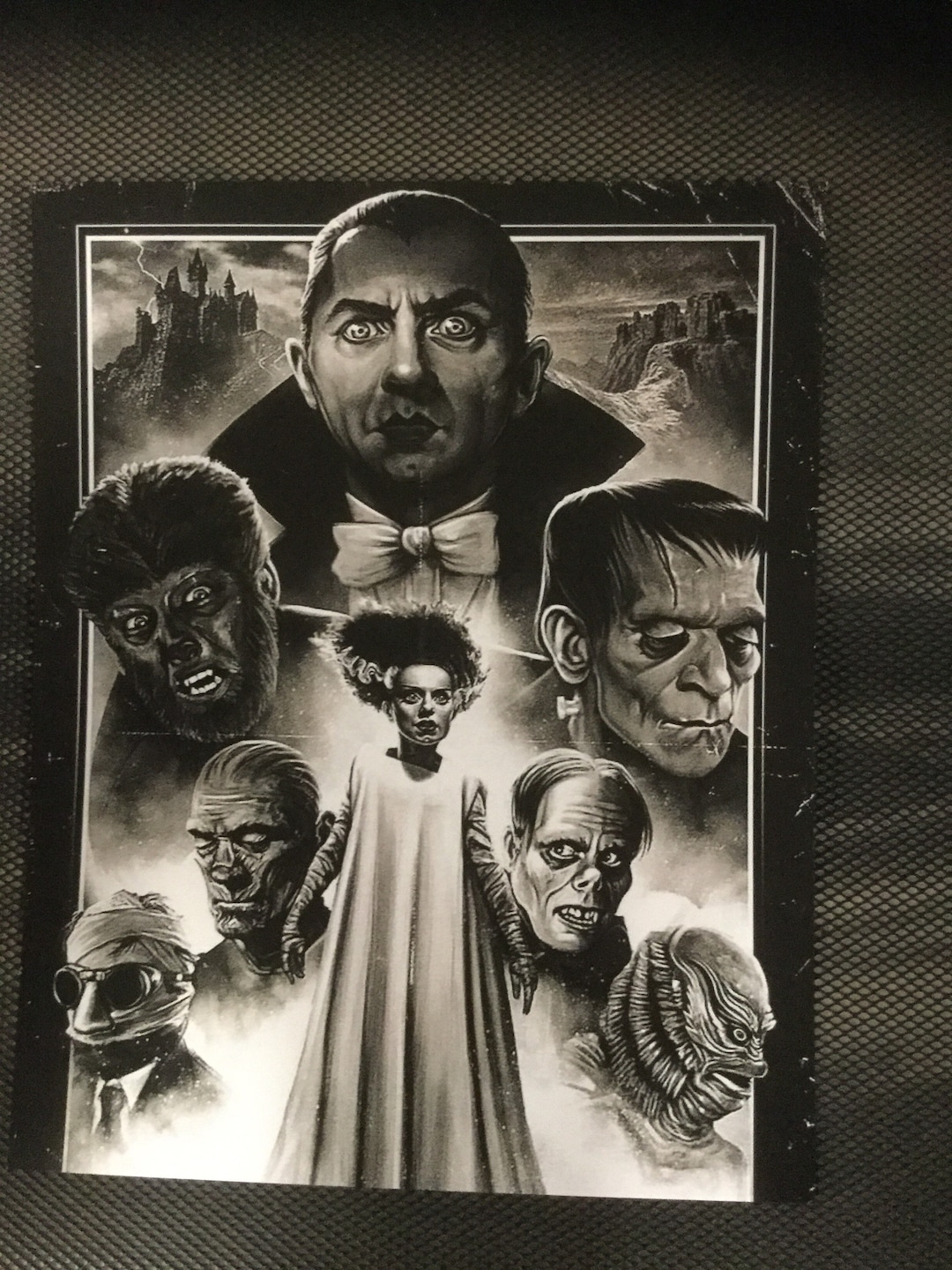 UNIVERSAL MONSTERS Collage Art Print Horror Glossy 8x10 Dracula ...