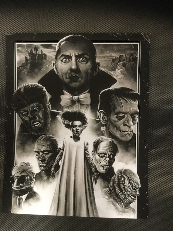 UNIVERSAL MONSTERS Collage Art Print Horror Glossy 8x10 | Etsy
