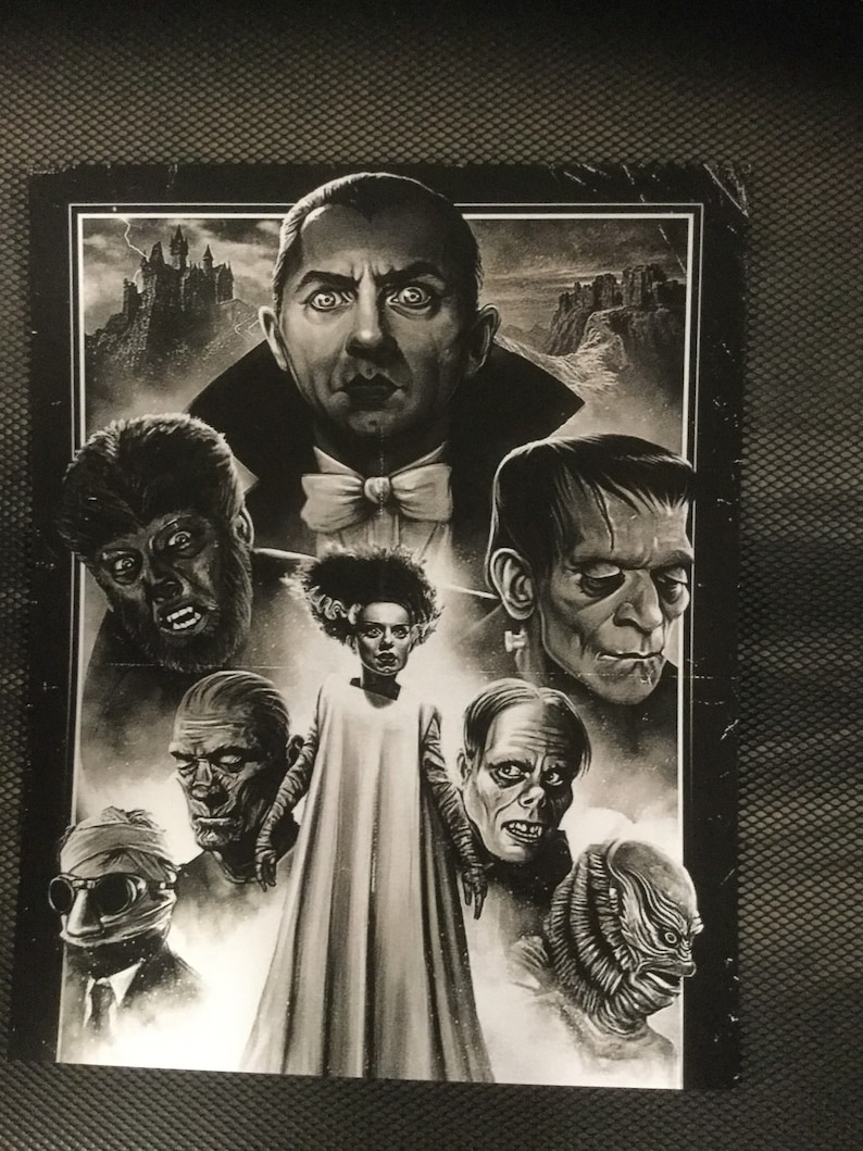 UNIVERSAL MONSTERS Collage Art Print Horror Glossy 8x10 - Etsy