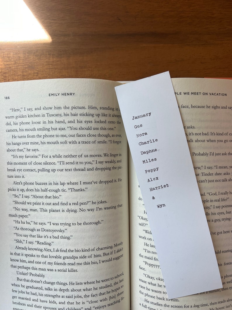 Emily Henry Characters Bookmark Custom Typewriter Bookmark. Emily Henry ...