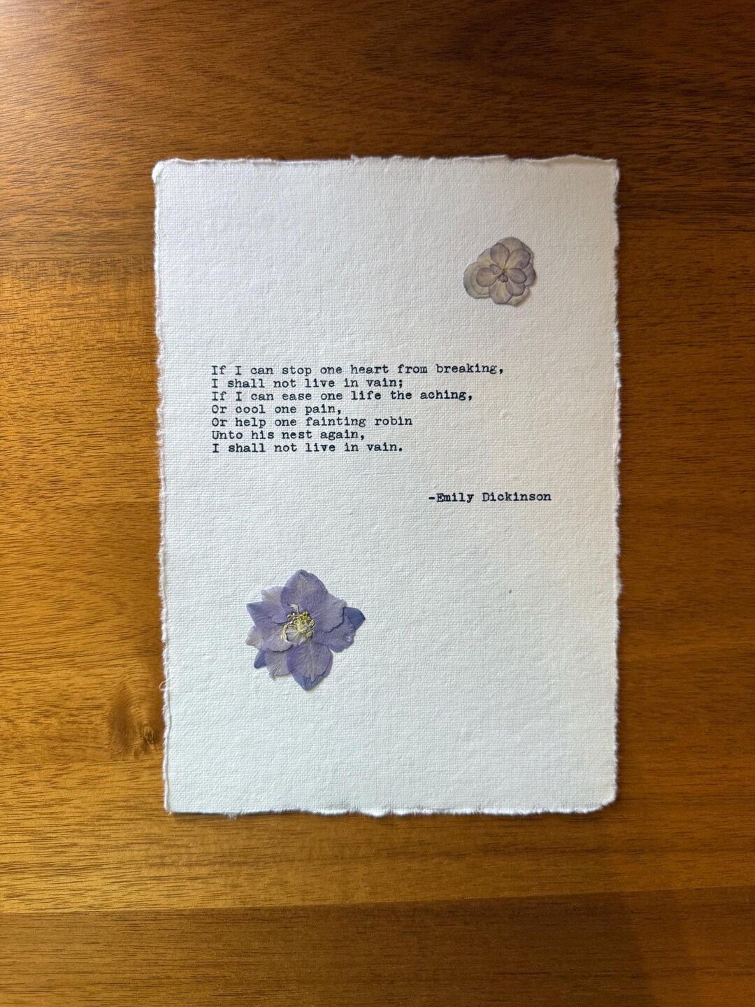 Emily Dickinson Poem Print: "if I Can Stop One Heart" - Typewriter Art ...