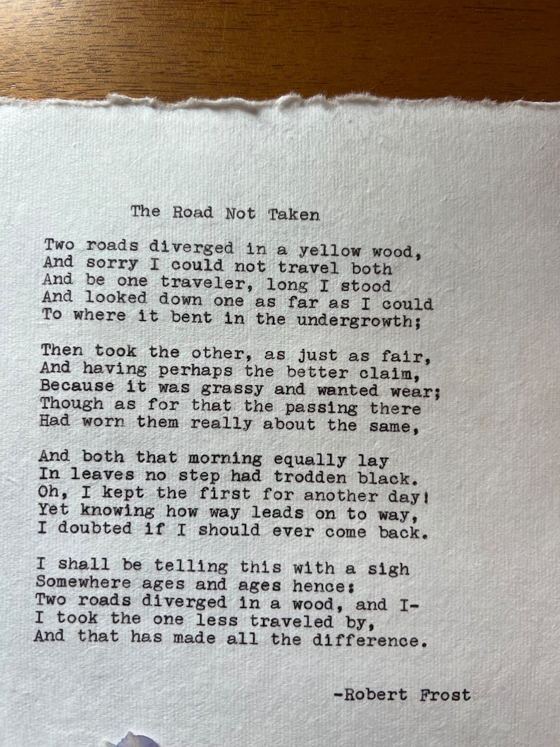 The Road Not Taken by Robert Frost Custom Typewriter Poem Print. Poetry ...