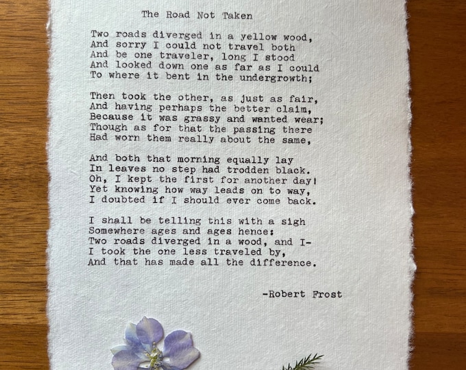The Road Not Taken by Robert Frost - Custom Typewriter Poem Print ...