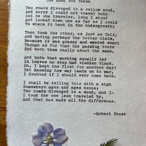 The Road Not Taken by Robert Frost - Custom Typewriter Poem Print ...