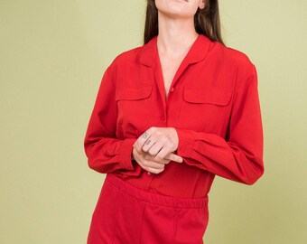 Cherry Red Blouse - Etsy