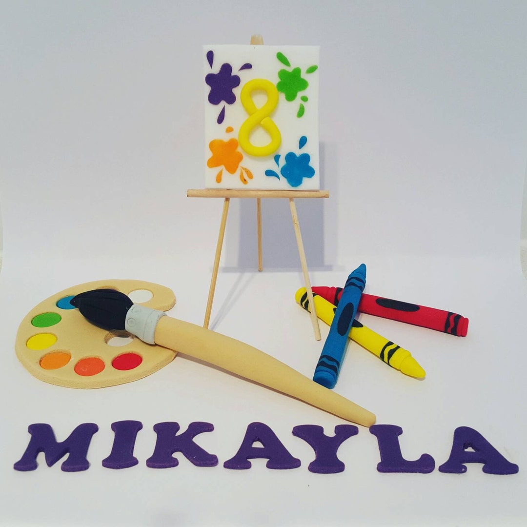 Art Painting Party Cake Topper Set. Fondant Handmade Birthday Party Diy ...