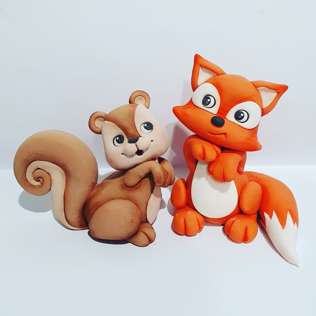Woodland Fox and Squirrel Fondant Cake Topper Set - Etsy