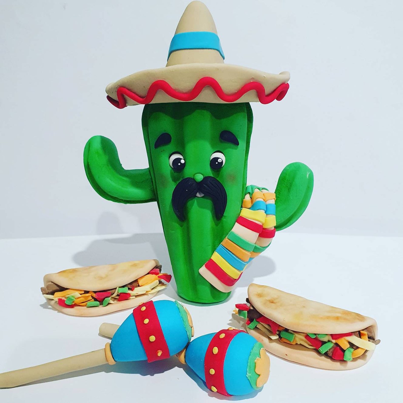 Mexican Fiesta Fondant Cake Topper Decoration Set Birthday | Etsy