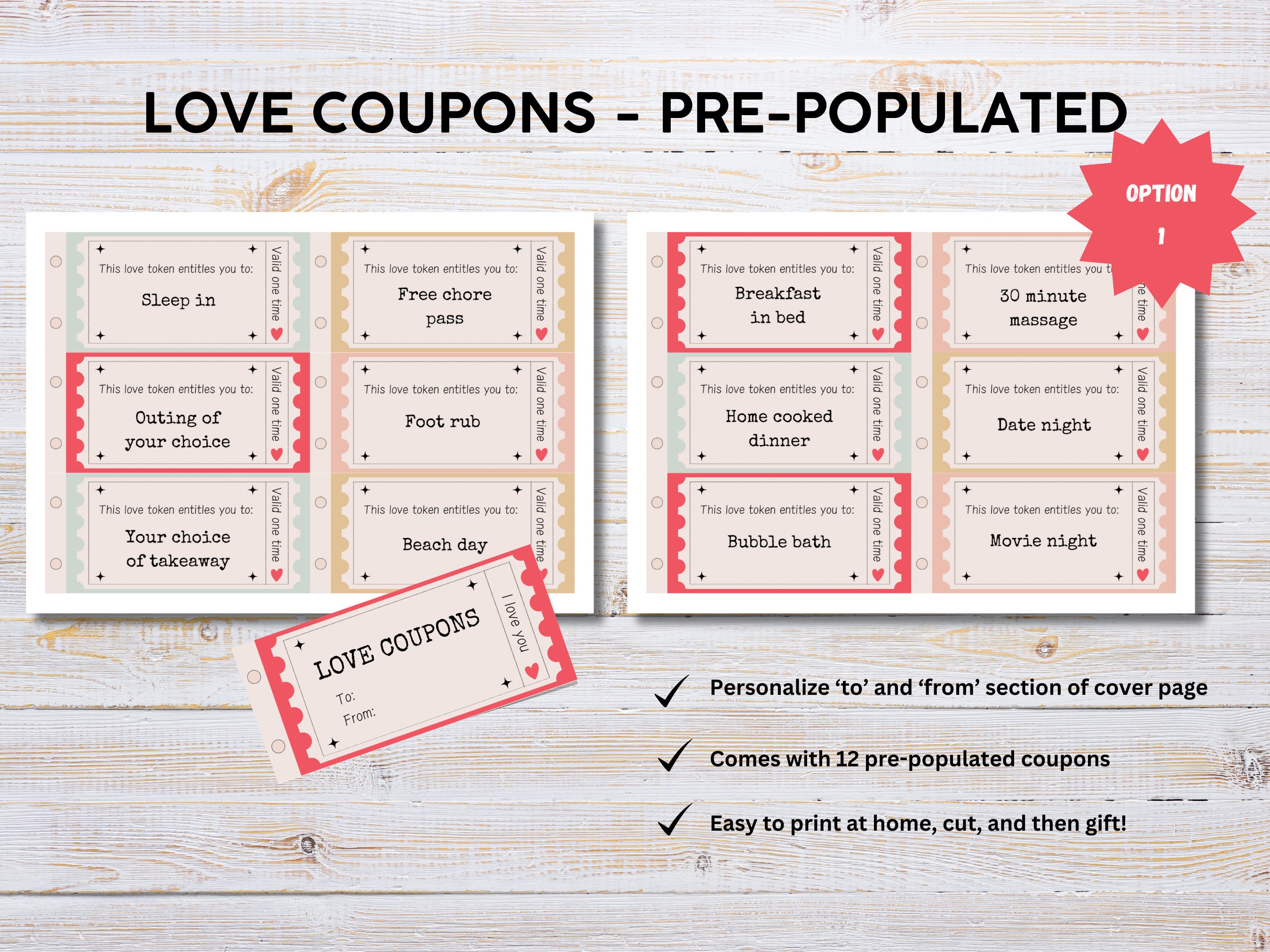 Printable Love Coupon Book Valentines Day Coupons Love Coupon Template ...