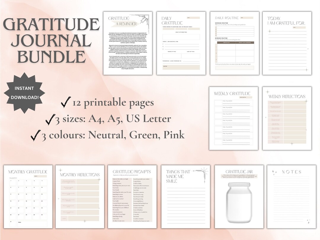 Digital Gratitude Journal Printable Gratitude Journal Bundle ...
