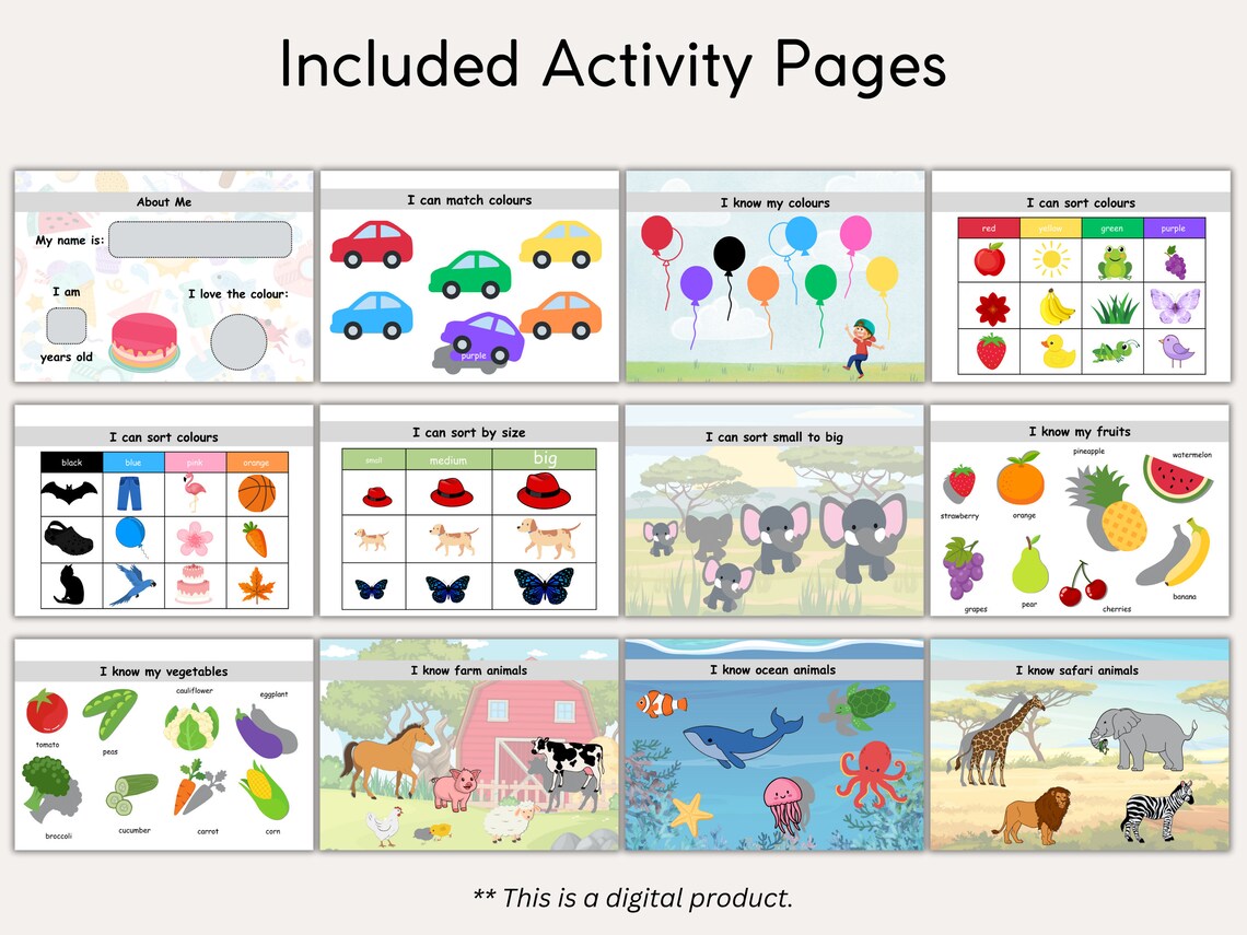 Toddler Busy Book Printable Montessori Learning Quiet Book Toddler ...