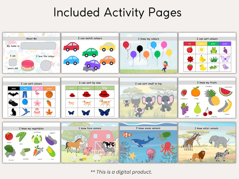 Toddler Busy Book Printable Montessori Learning Quiet Book Toddler ...