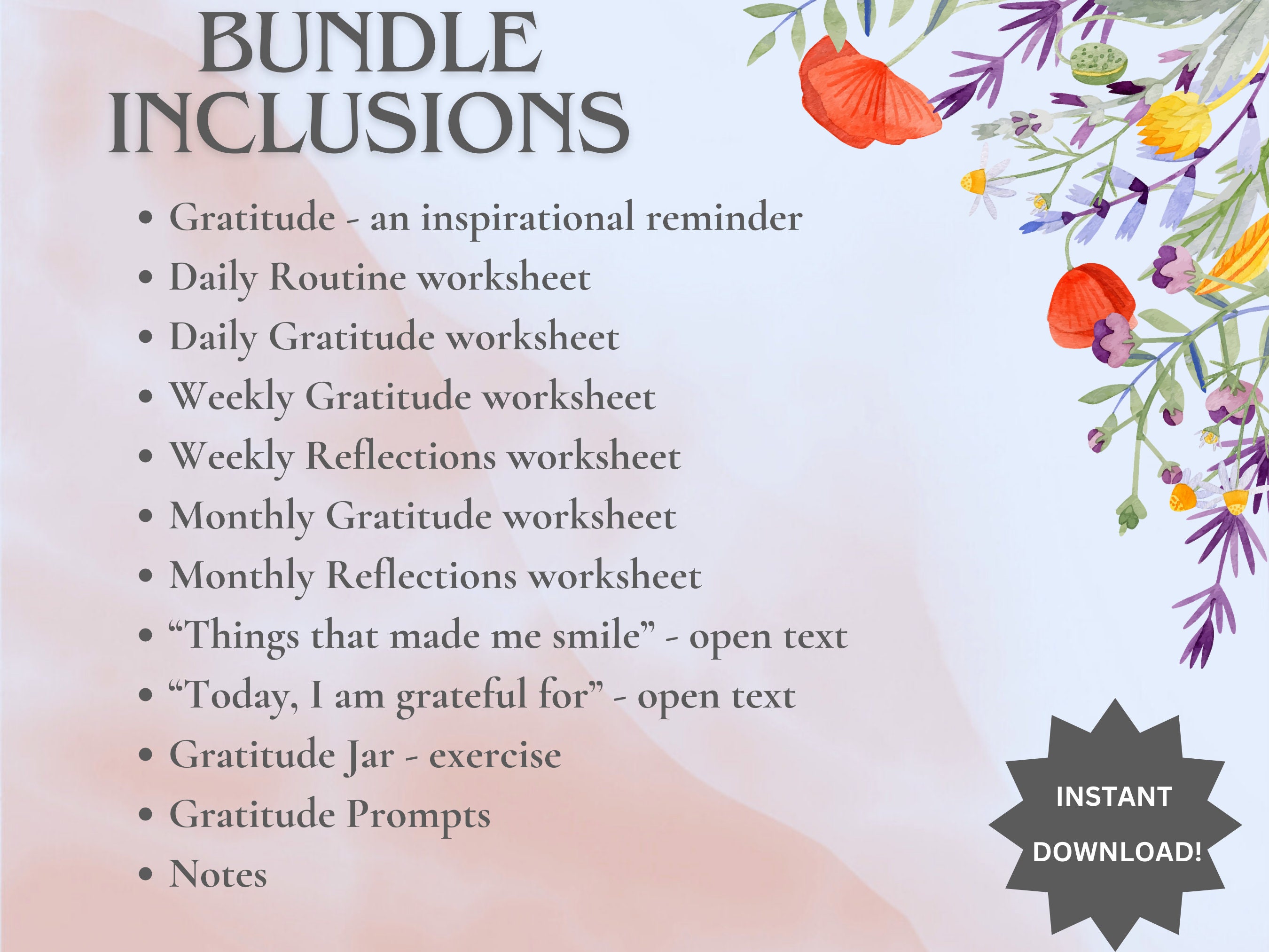 Digital Gratitude Journal, Printable Gratitude Journal Bundle ...