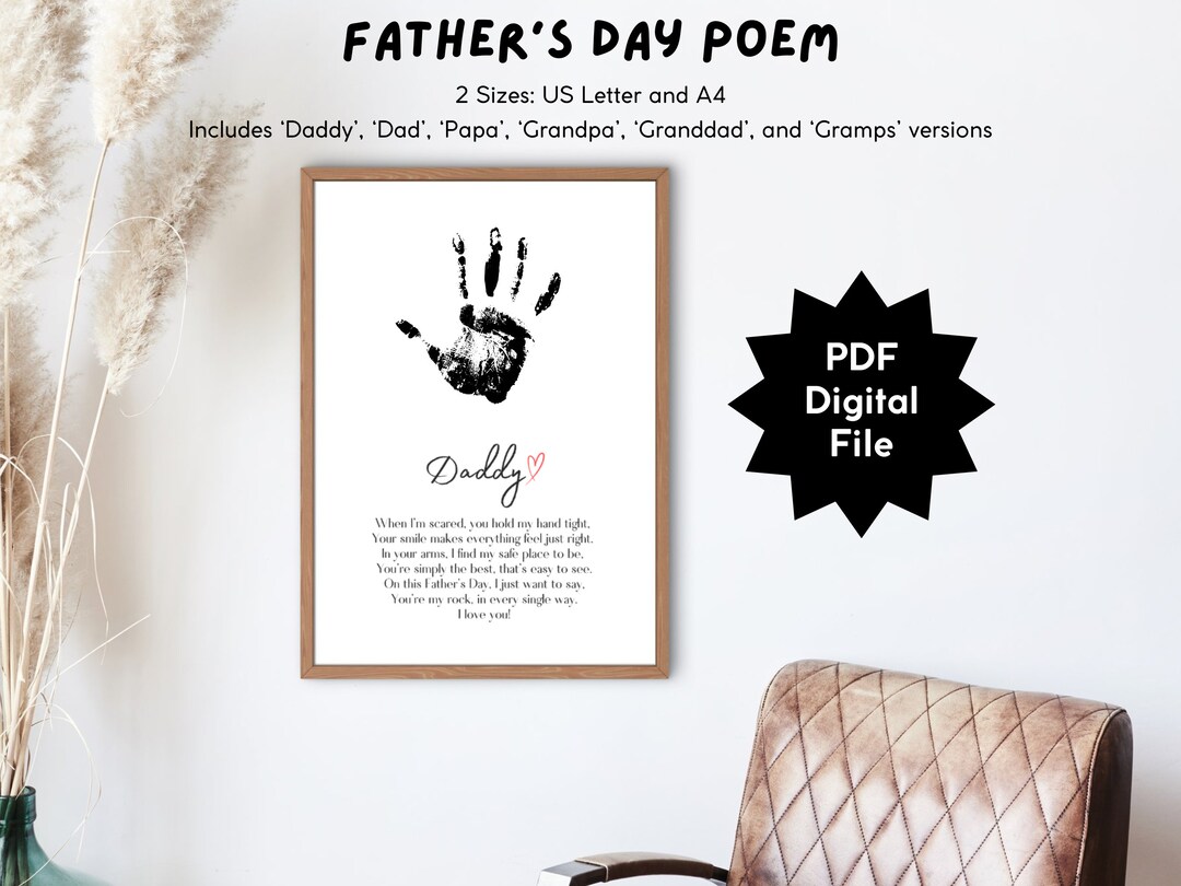 Father's Day Poem | Printable Gift | DIY Handprint Craft for Kids ...