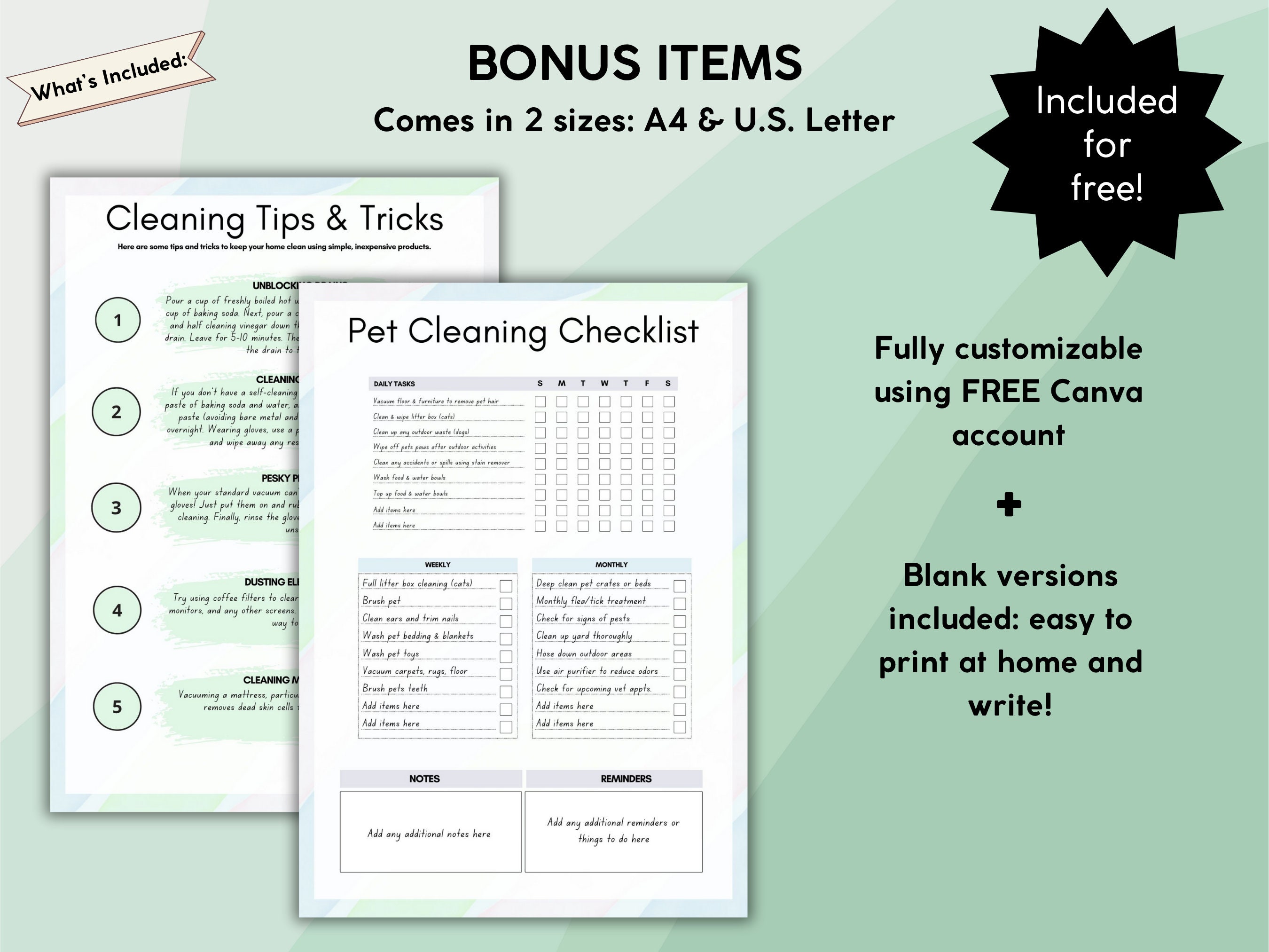 Cleaning Bundle Cleaning Checklists ADHD Focus Cleaning Daily Weekly ...
