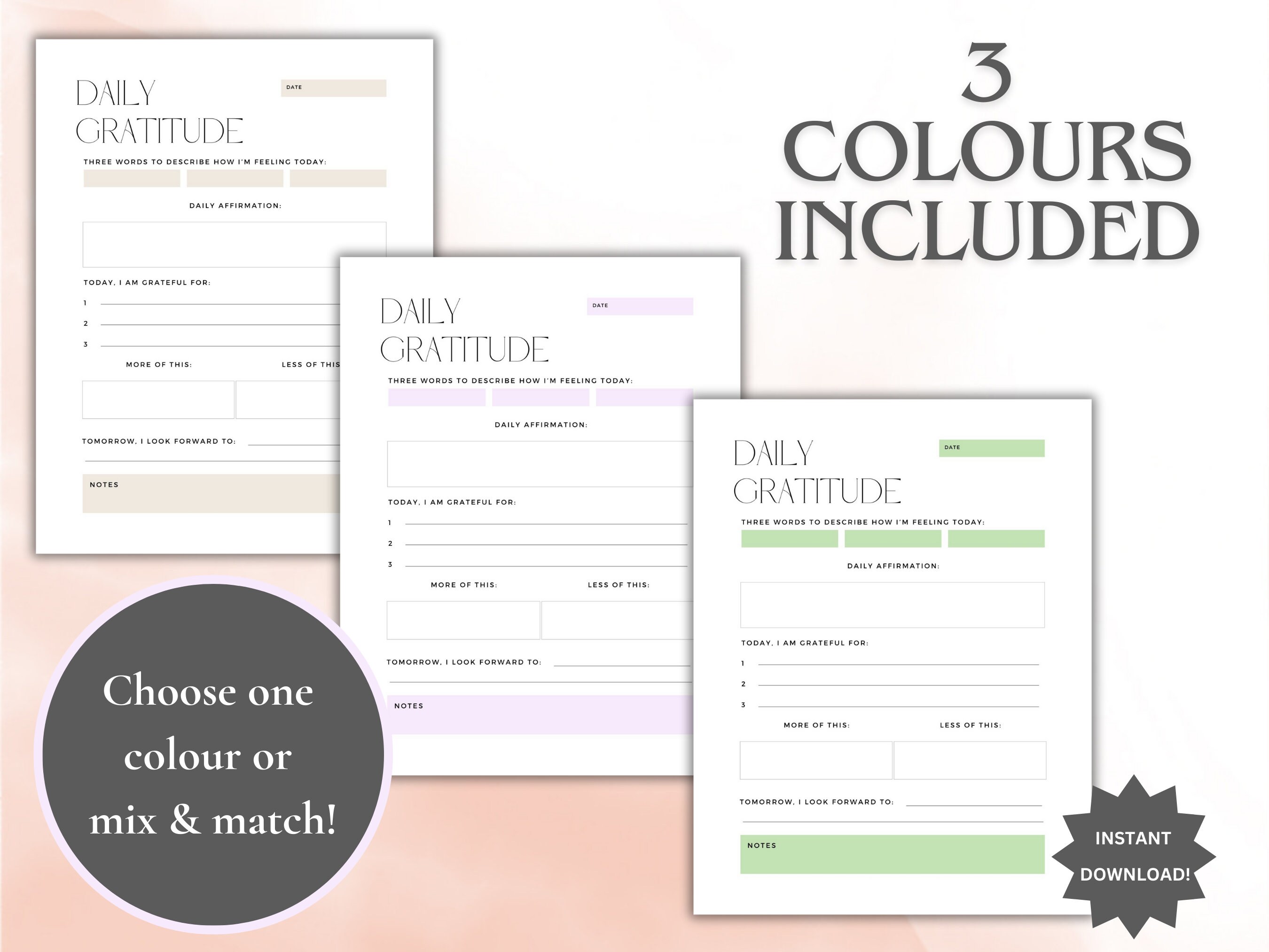 Digital Gratitude Journal Printable Gratitude Journal Bundle ...