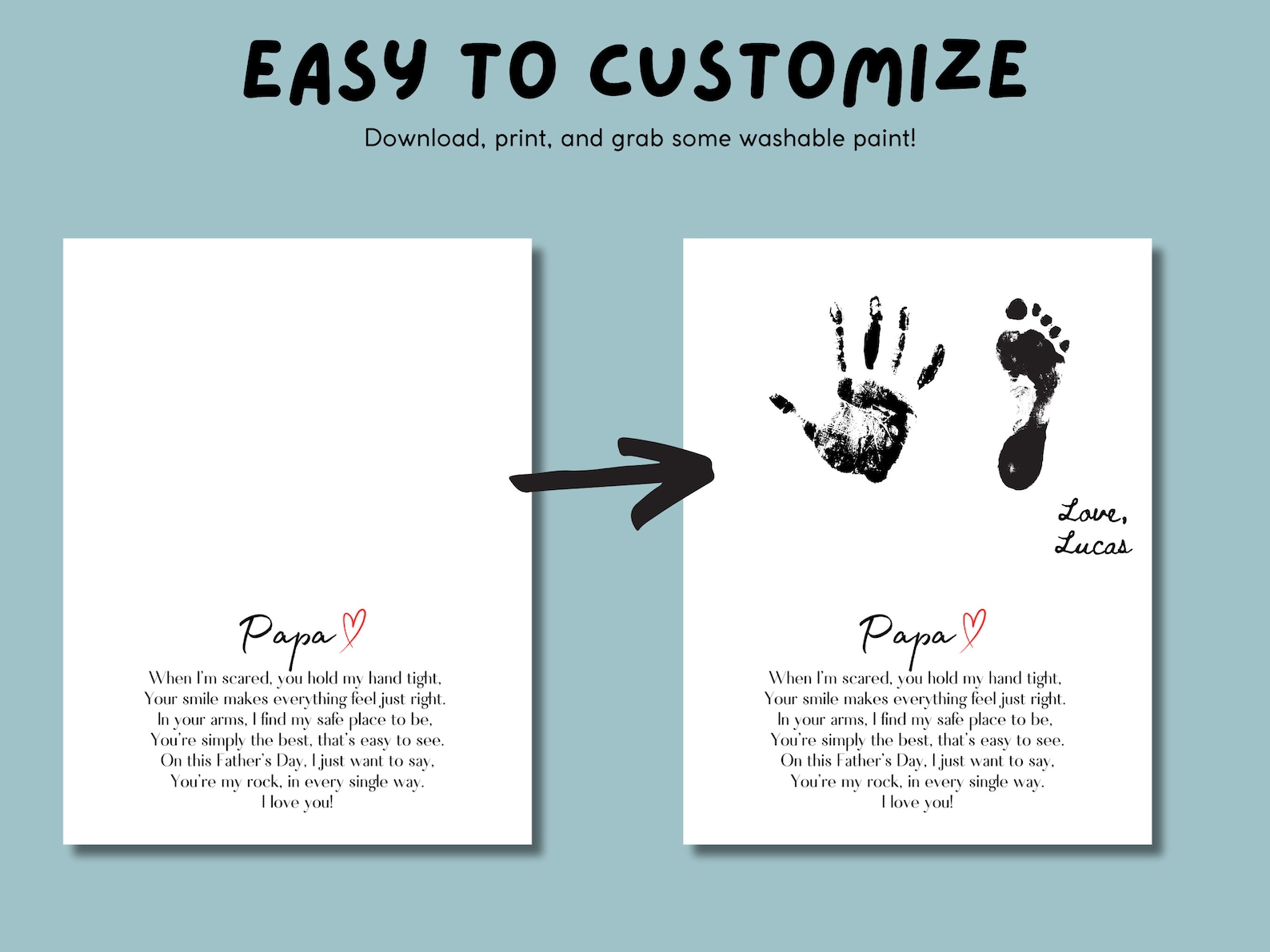 Father's Day Poem | Printable Gift | DIY Handprint Craft for Kids ...