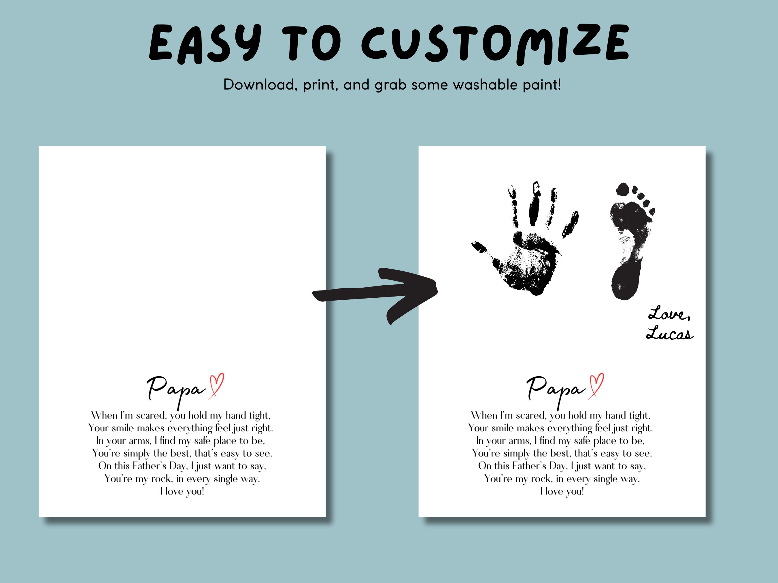 Father's Day Poem Printable Gift DIY Handprint Craft for Kids Toddler ...