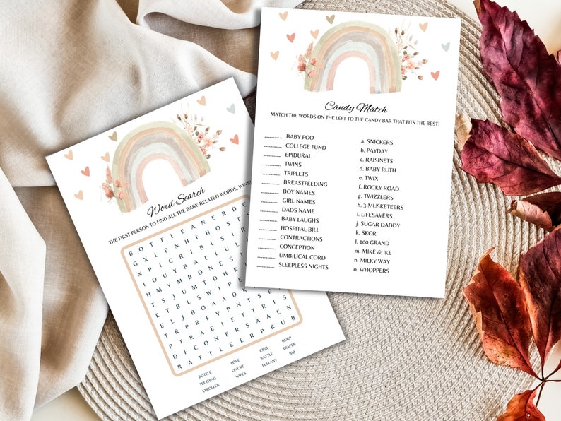 Editable Baby Shower Games Bundle | Boho | Rainbow | Gender Neutral ...