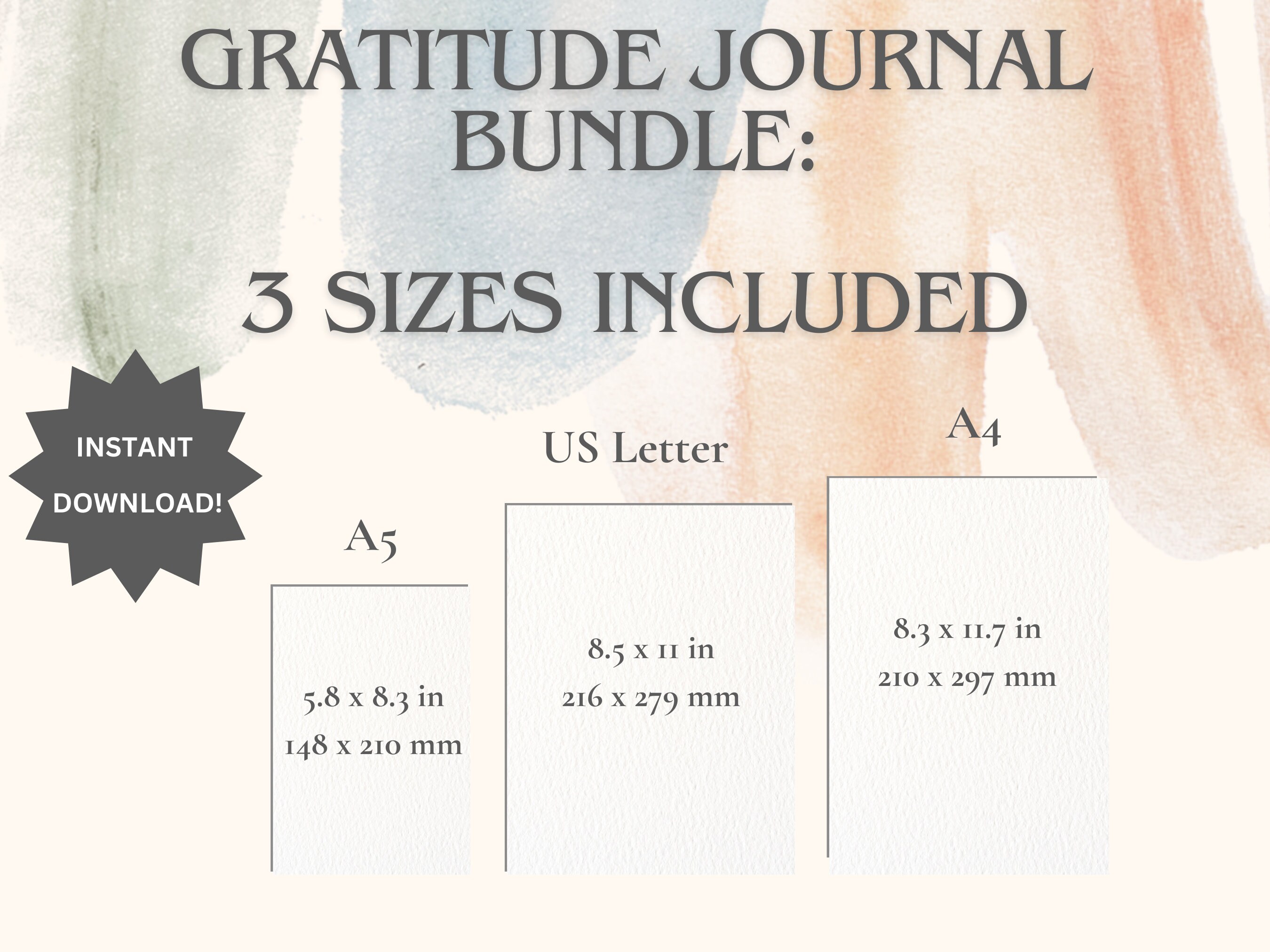 Digital Gratitude Journal, Printable Gratitude Journal Bundle ...
