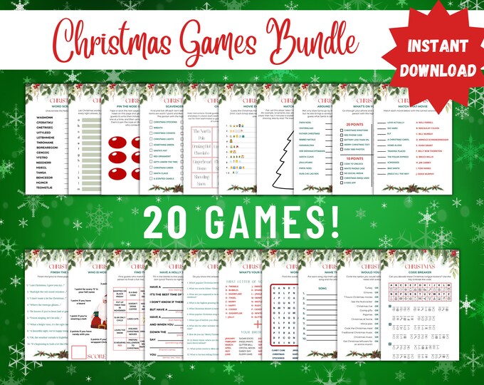 Christmas Games Bundle, Printable Christmas Party Games, Holiday Games ...