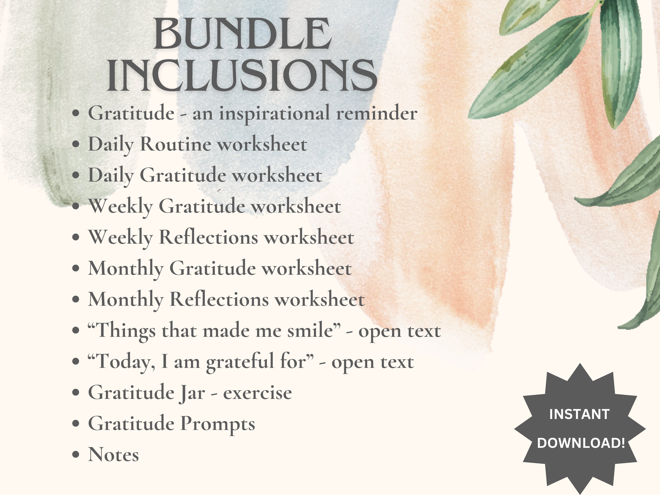 Digital Gratitude Journal, Printable Gratitude Journal Bundle ...