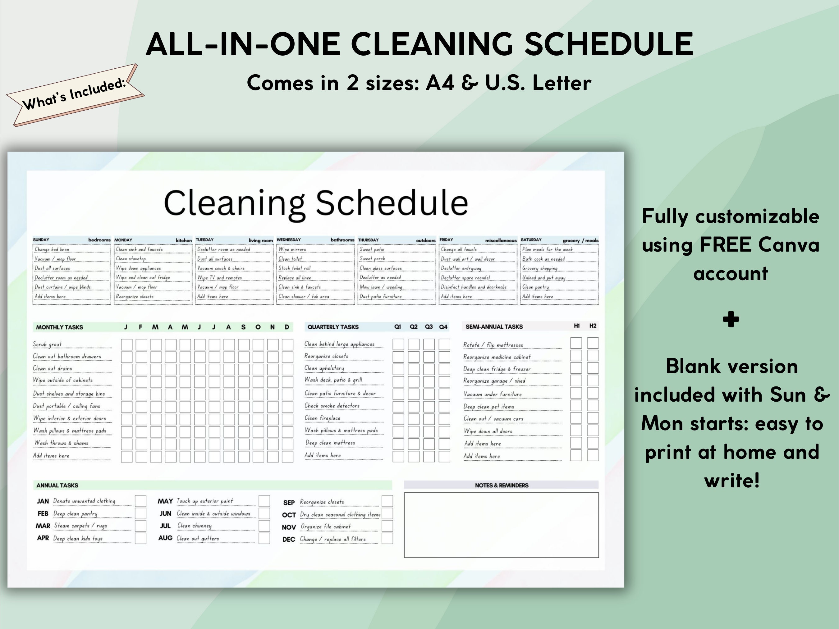 Cleaning Bundle Cleaning Checklists ADHD Focus Cleaning Daily Weekly ...