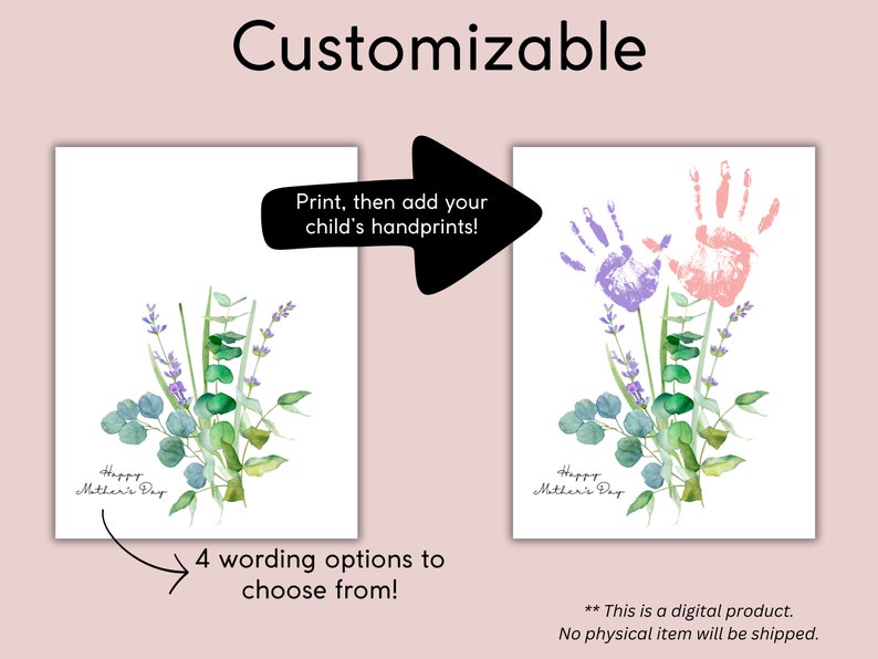 Mother's Day Handprint Art Printable Gift DIY Handprint Craft for Kids ...