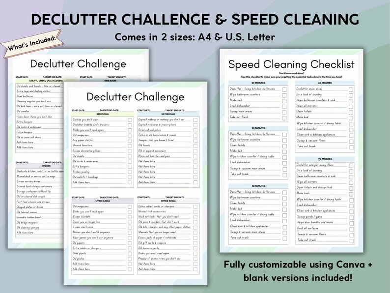 Cleaning Bundle Cleaning Checklists ADHD Focus Cleaning Daily Weekly ...