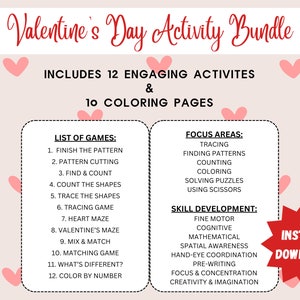 Valentines Day Activity Bundle | Printable Activities for Kids ...