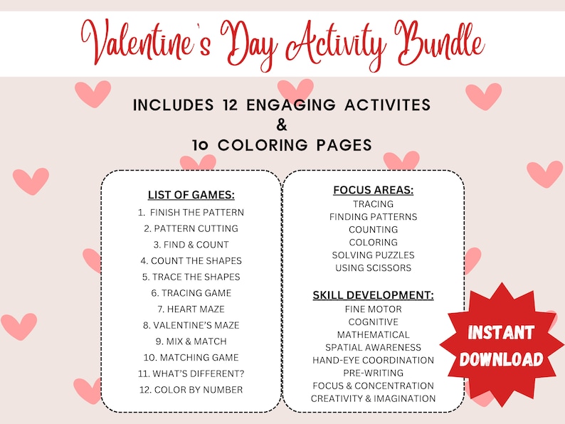 Valentines Day Activity Bundle | Printable Activities for Kids ...