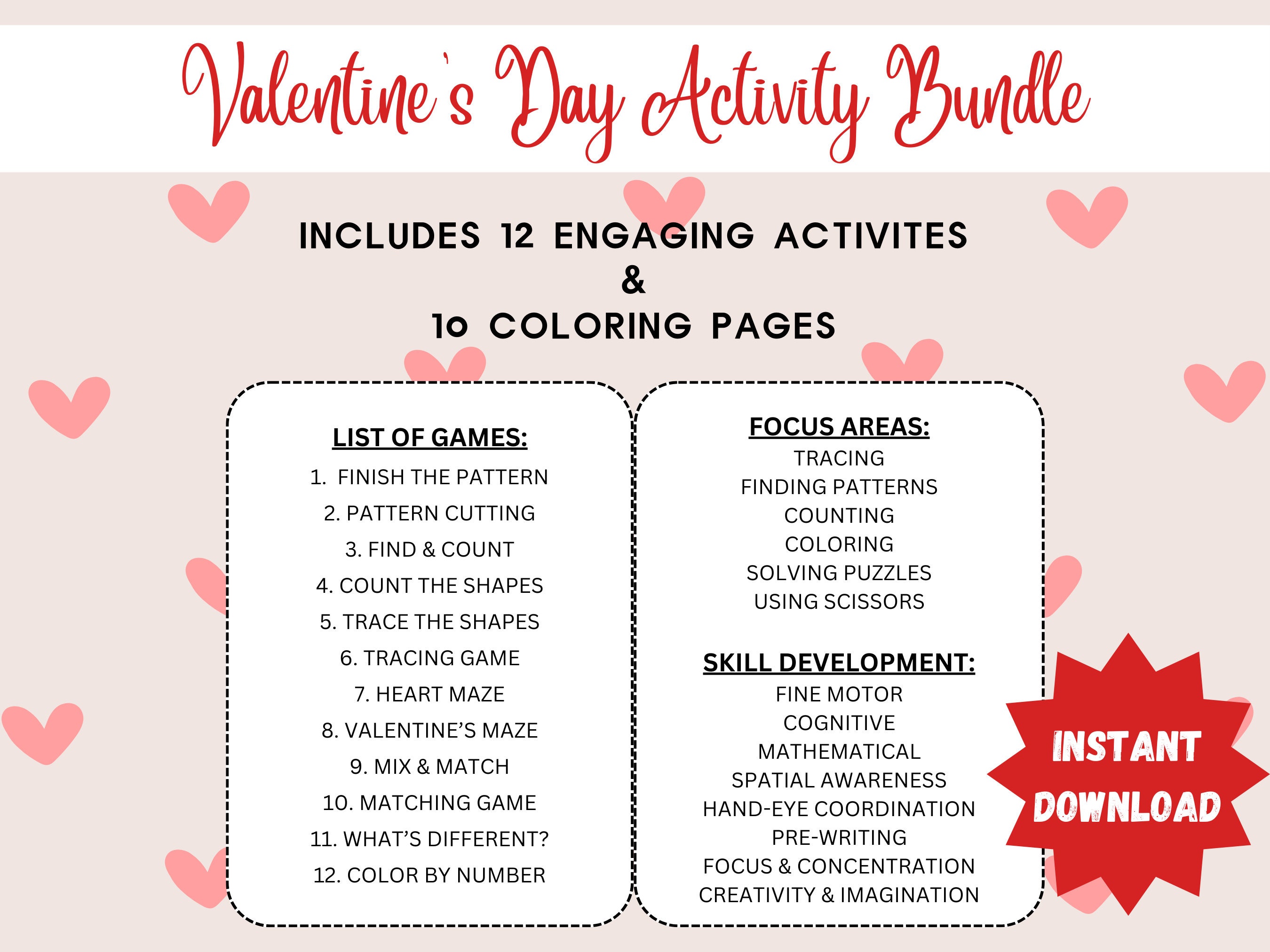 Valentines Day Activity Bundle | Printable Activities for Kids ...