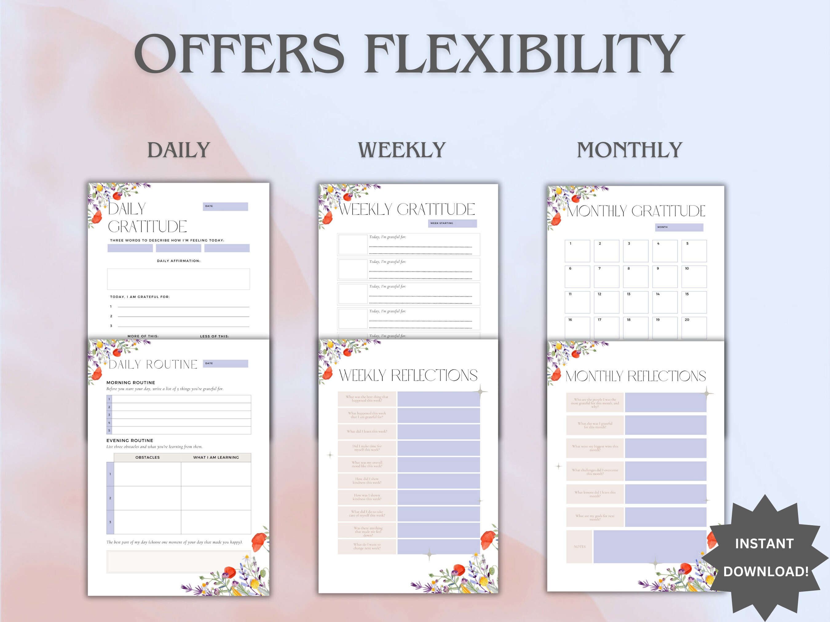 Digital Gratitude Journal, Printable Gratitude Journal Bundle ...
